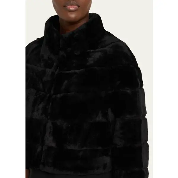 Gorski Lamb Shearling Bolero Jacket - Black