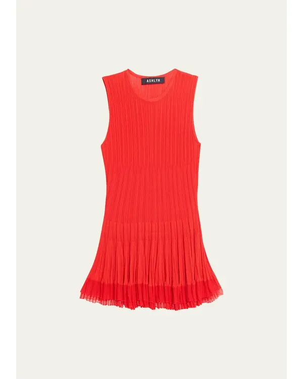 ASHLYN Shino Ruffle Rib Knit Tank Top