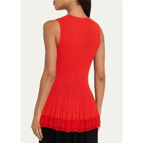 ASHLYN Shino Ruffle Rib Knit Tank Top