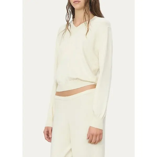 Eterne Lennox Cotton-cashmere V-neck Sweater - Cream