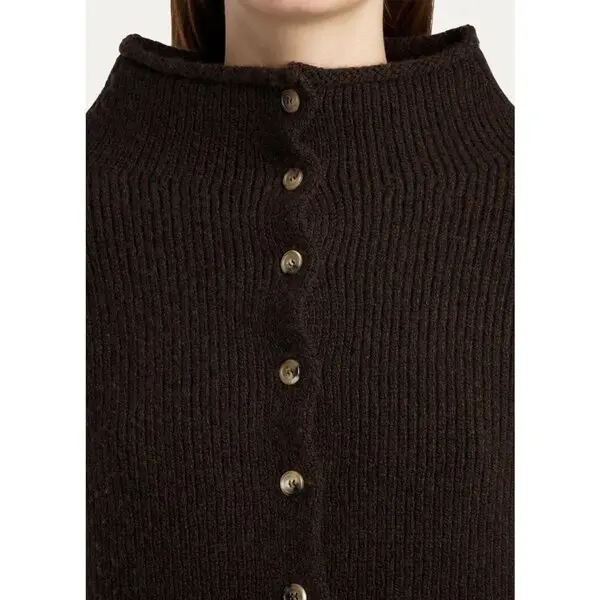 Khaite Marjorie Cashmere Rib-knit Funnel-neck Cardigan - Bark