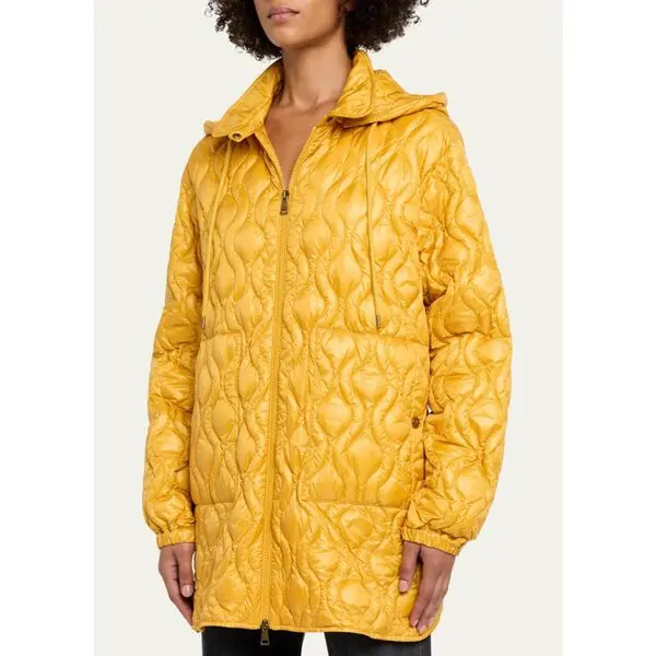 Moncler Balette Geometric Quilted Mid-length Down Jacket