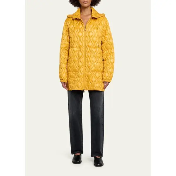 Moncler Balette Geometric Quilted Mid-length Down Jacket