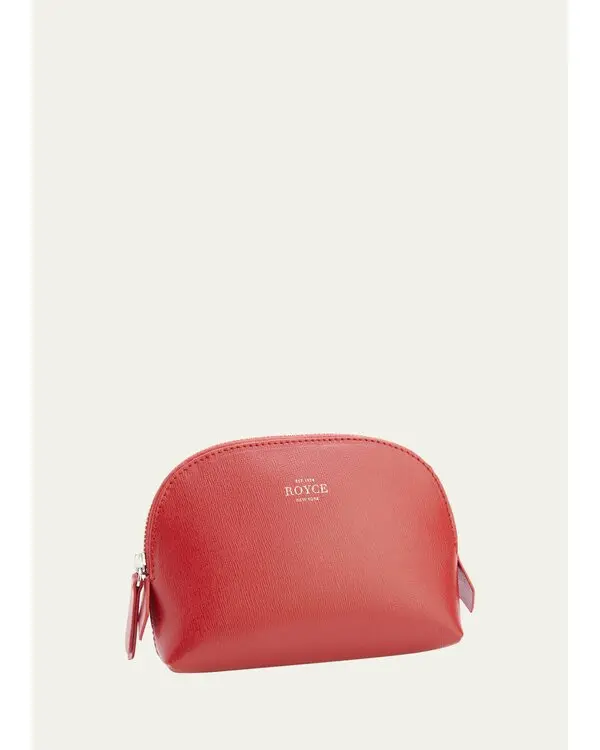ROYCE NEW YORK Monogrammed Compact Leather Cosmetic Bag, Personalized - Red
