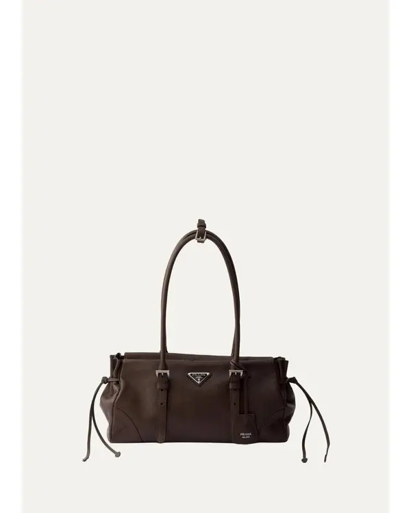 Prada Karin Medium Antiqued Leather Tote Bag - Cocoa
