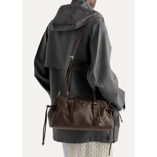 Prada Karin Medium Antiqued Leather Tote Bag - Cocoa
