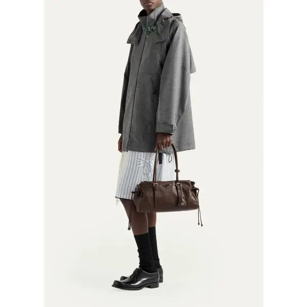 Prada Karin Medium Antiqued Leather Tote Bag - Cocoa