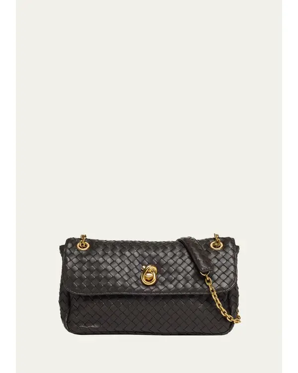 Bottega Veneta Madison Intrecciato Leather Shoulder Bag - Espresso
