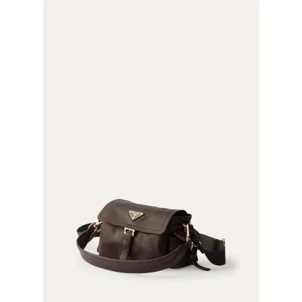 Prada Explore Mini Nappa Leather Shoulder Bag - Dark Brown