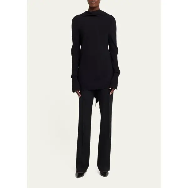 THE ROW Evo Long-sleeve Crepe Low-back Top