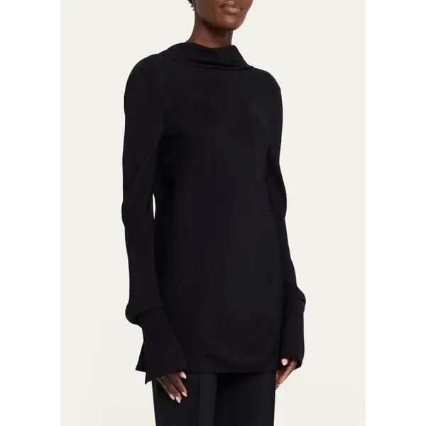 THE ROW Evo Long-sleeve Crepe Low-back Top