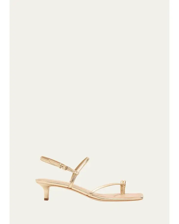 Vince 40mm Polli Metallic Leather Kitten-heel Sandals