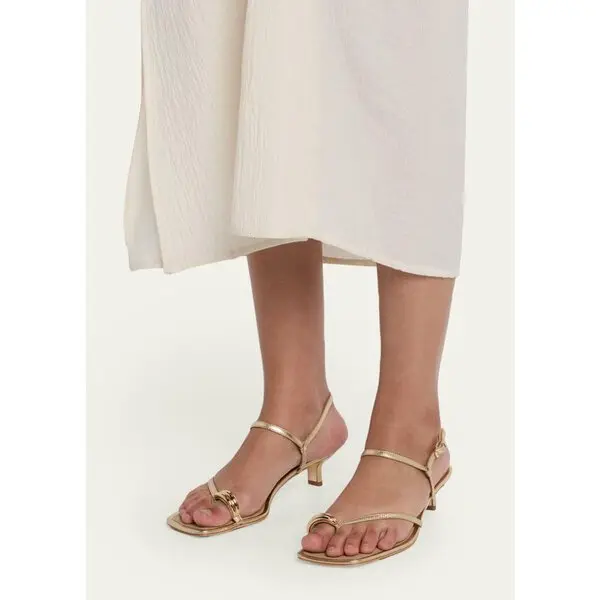 Vince 40mm Polli Metallic Leather Kitten-heel Sandals