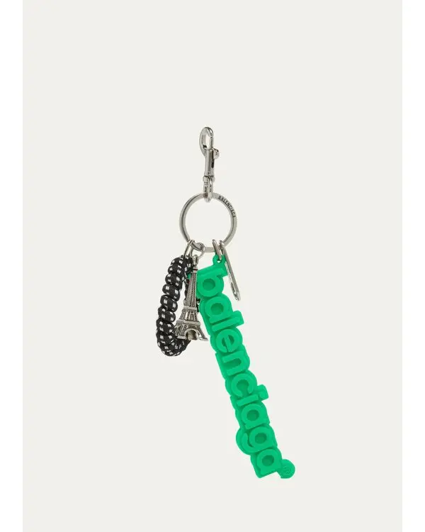 Balenciaga Biker Rubber Logo Keychain Charm - Green