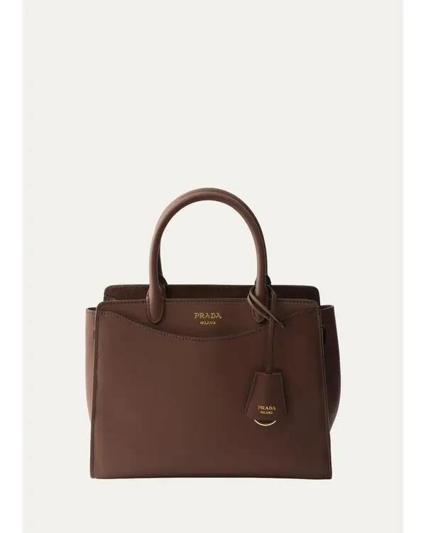 Prada Prelude Medium Leather Top-handle Bag - Palisander