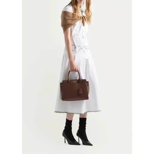 Prada Prelude Medium Leather Top-handle Bag - Palisander