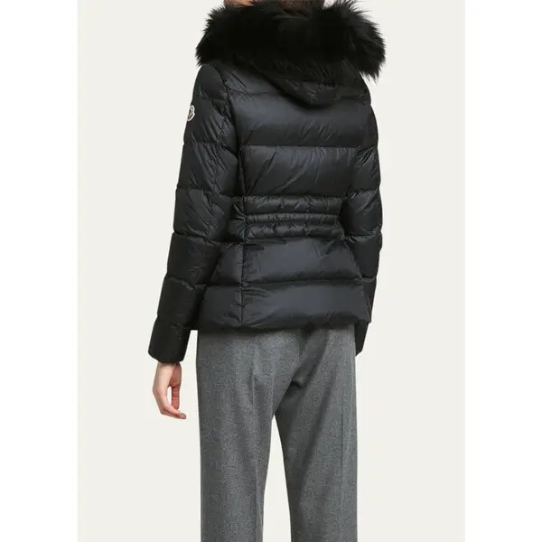 Moncler Boed Hooded Shearling-trimmed Short Down Jacket - Brown