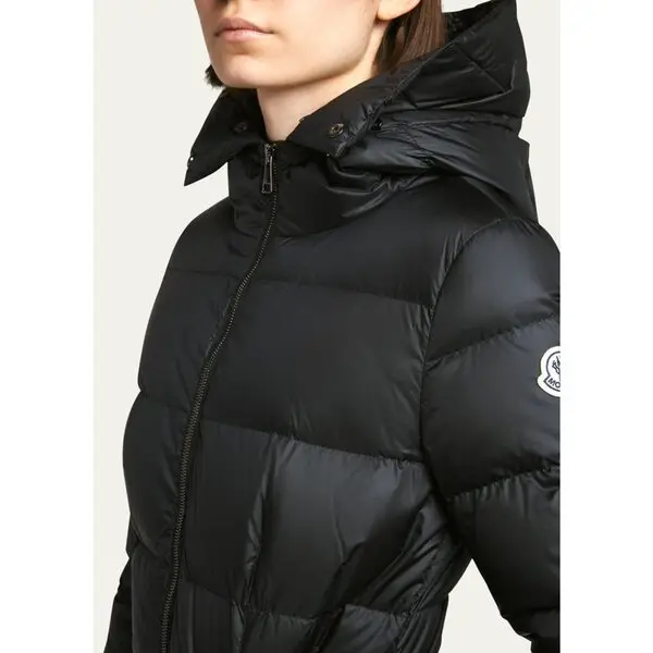Moncler Boed Hooded Shearling-trimmed Short Down Jacket - Brown