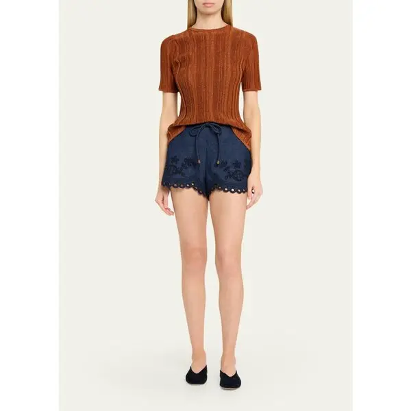 Zimmermann Mahon Broderie Denim Shorts