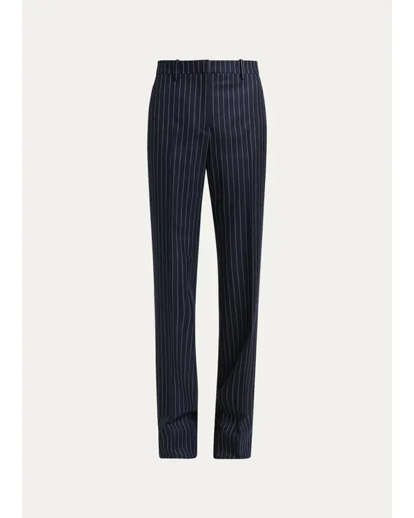 TOM FORD Corded Chalkstripe Wool Tailored Straight-leg Boyfriend Pants
