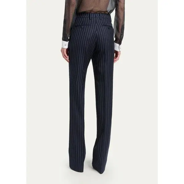 TOM FORD Corded Chalkstripe Wool Tailored Straight-leg Boyfriend Pants