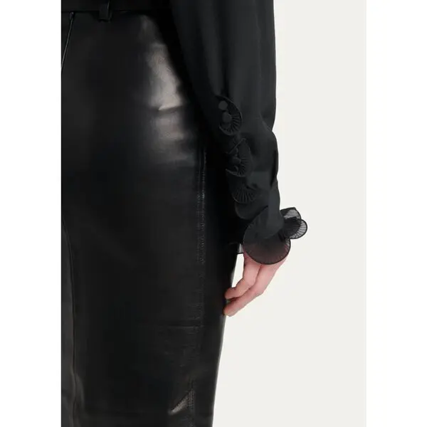 TOM FORD Silk Crepe De Chine Ruffle Plunging-neck Blouse