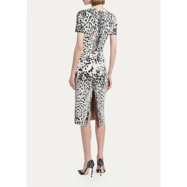 TOM FORD Lynx Jacquard Compact Knit Short-sleeve Midi Dress