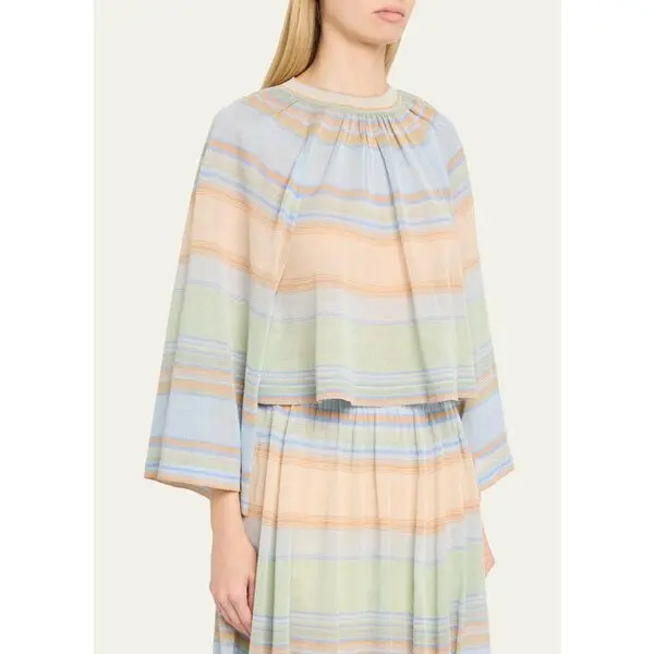 Zimmermann Indra Stripe Bell-sleeve Top