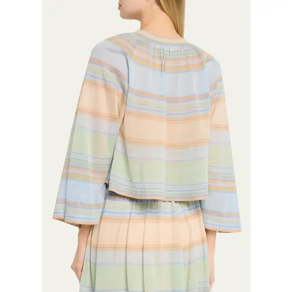 Zimmermann Indra Stripe Bell-sleeve Top