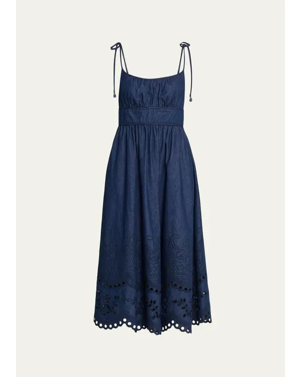 Zimmermann Mahon Broderie Denim Picnic Dress
