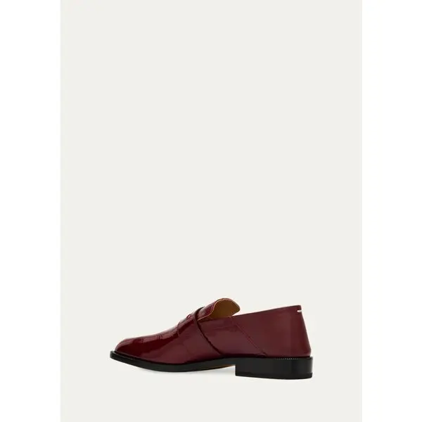MAISON MARGIELA Tabi Crinkled Patent Leather Penny Loafers - Brick
