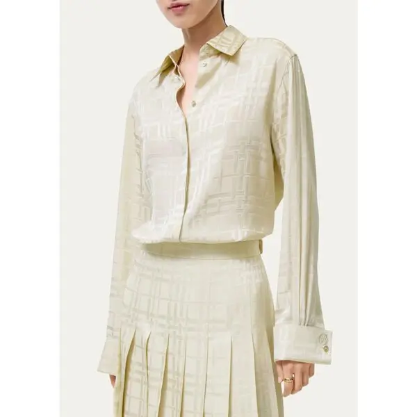 Burberry Dorothea Patterned Silk Shirt - Champagne