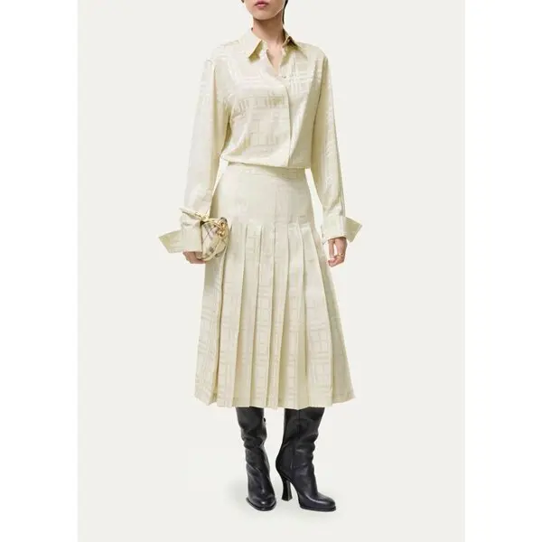 Burberry Dorothea Patterned Silk Shirt - Champagne