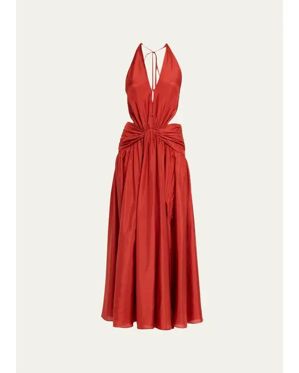 Zimmermann Indra Plunge Halter Maxi Dress