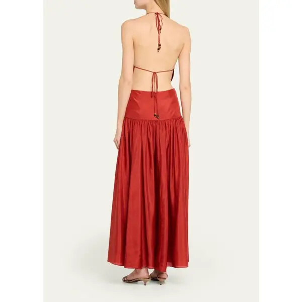Zimmermann Indra Plunge Halter Maxi Dress