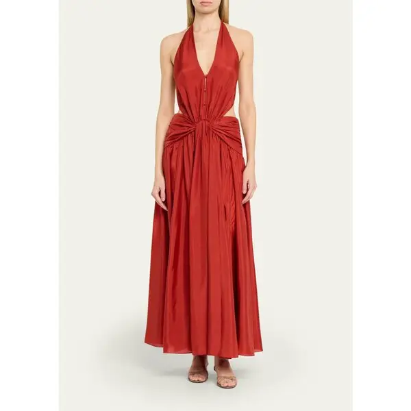 Zimmermann Indra Plunge Halter Maxi Dress