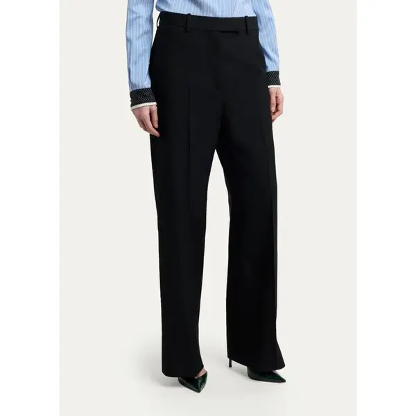 TOM FORD Wool Grain De Poudre Slanted Straight-leg Pants