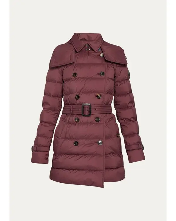 Burberry Audley Mid-length Nylon Puffer Coat - Vineyard Red