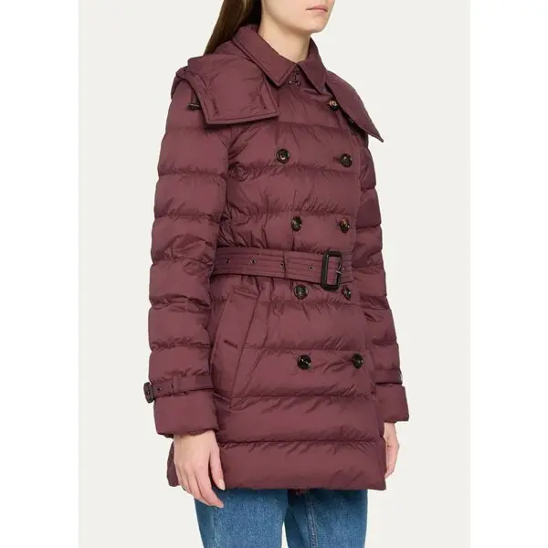 Burberry Audley Mid-length Nylon Puffer Coat - Vineyard Red