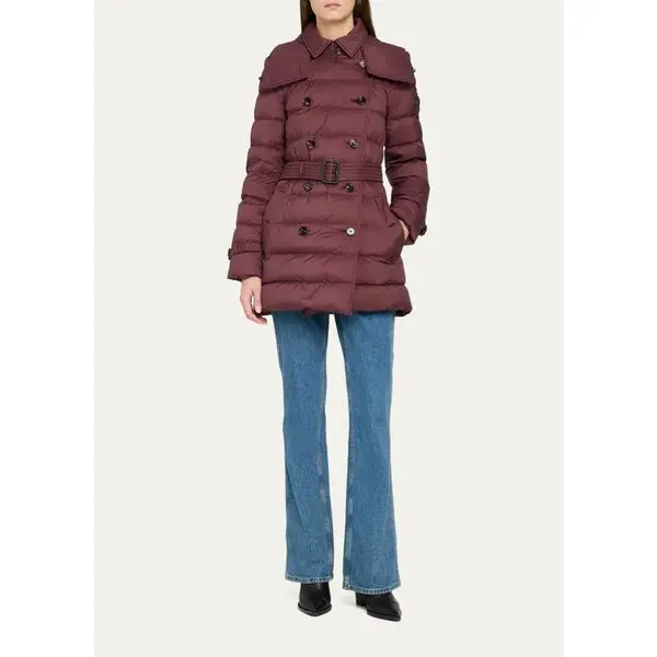 Burberry Audley Mid-length Nylon Puffer Coat - Vineyard Red