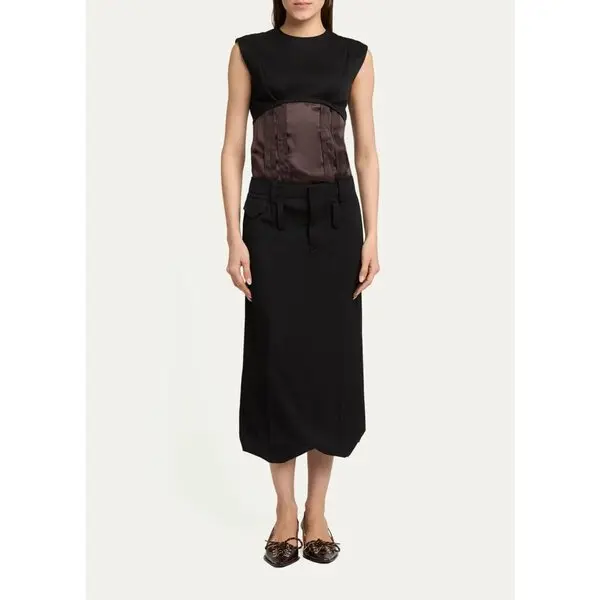 Marni Mixed-media Sleeveless Midi Dress