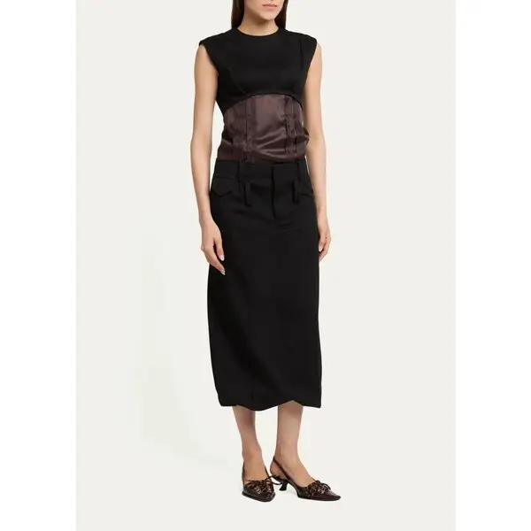Marni Mixed-media Sleeveless Midi Dress