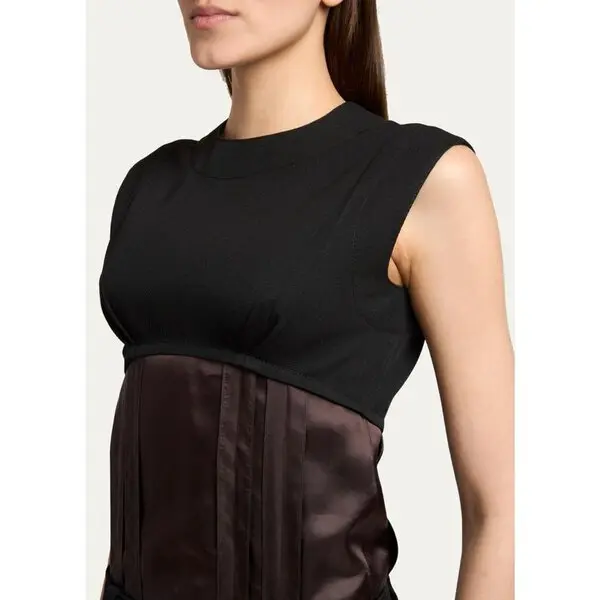 Marni Mixed-media Sleeveless Midi Dress