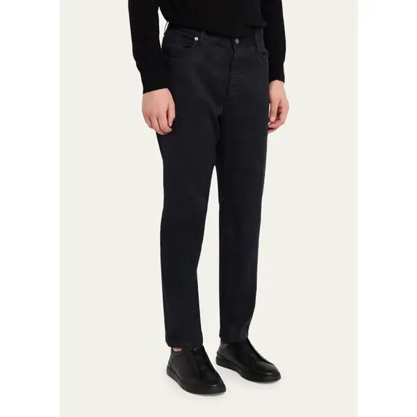 Zegna Stretch Straight Leg Five-pocket Pants - Navy