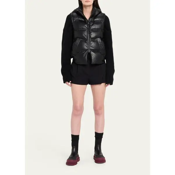 Moncler Impression Leather Hooded Down Vest