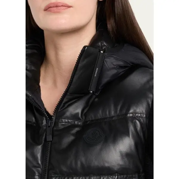 Moncler Impression Leather Hooded Down Vest