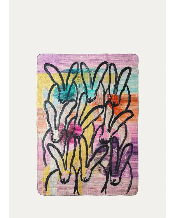 HUNT SLONEM Best Bunnies Reversible Throw Blanket, 60" X 80