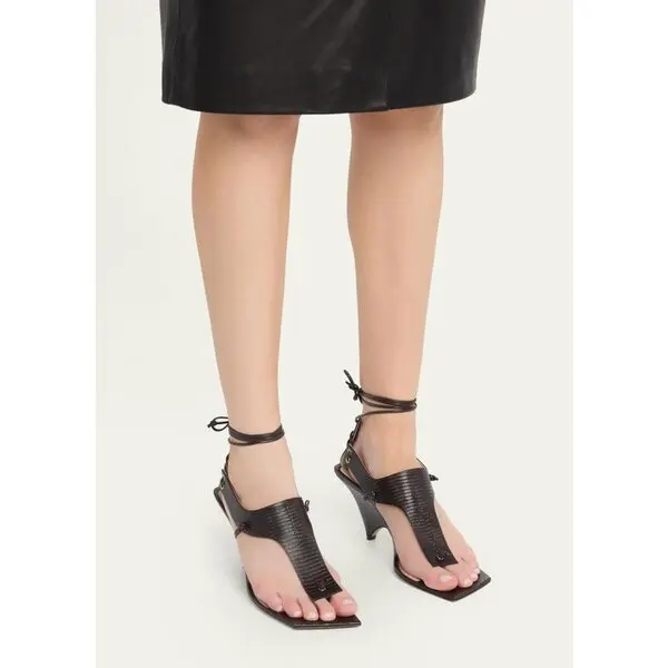 CHRISTEN 75mm Edge Lizard-embossed Leather Ankle-tie Sandals