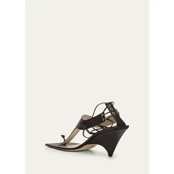 CHRISTEN 75mm Edge Lizard-embossed Leather Ankle-tie Sandals