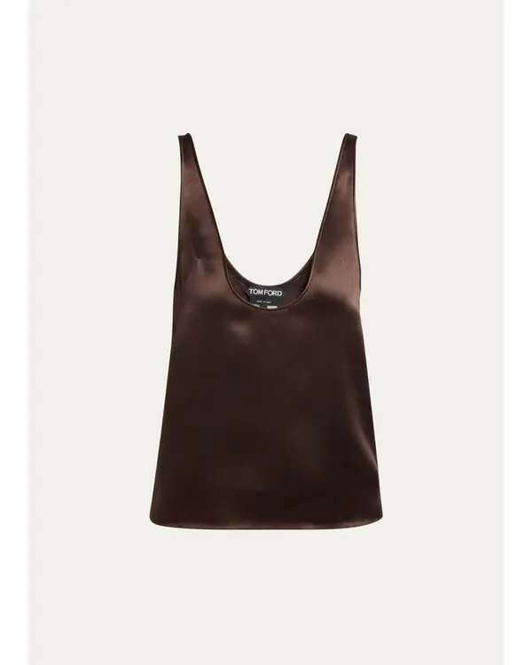 TOM FORD Plunging Scoop-neck Silk Tank Top - Chocolate
